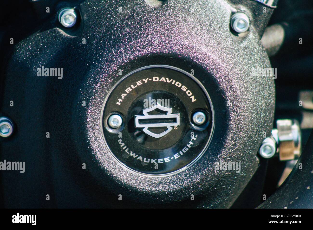 Reims France September 12, 2020 Closeup of a Classic 107 Harley ...