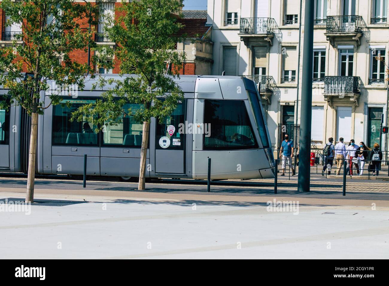 Reims France September 12, 2020 View of a modern electric tram for ...