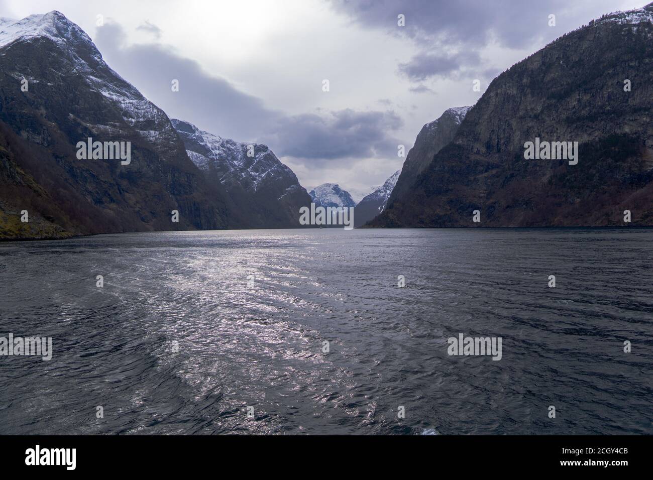Navigating between the Norwegian fjords Stock Photo - Alamy