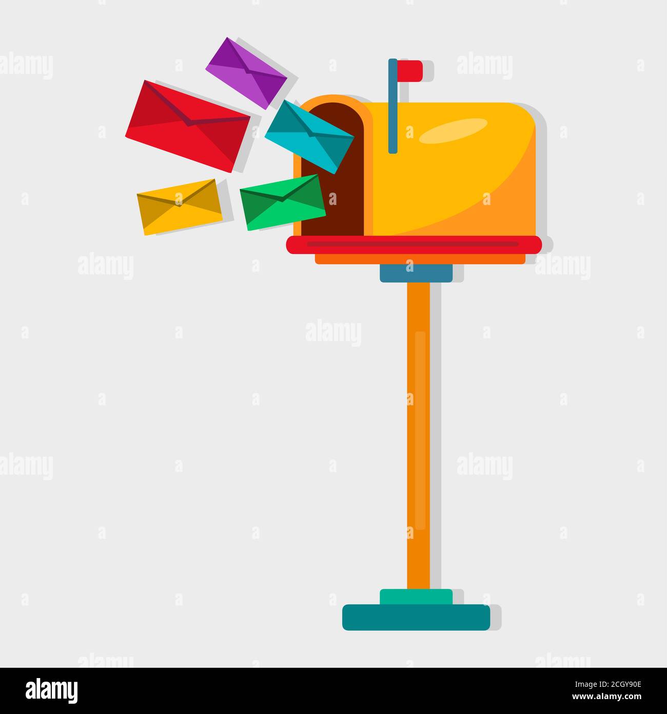 yellow mailbox vector illustration in flat style Stock Vector Image ...
