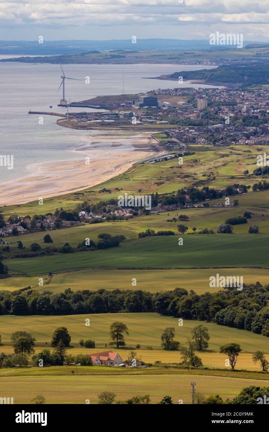 View of the town of Leven in Fife Scotland from Largo Law Stock Photo ...