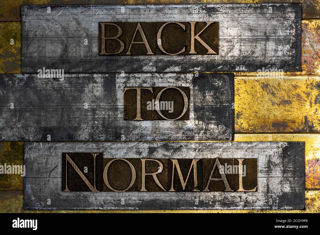 Back to Normal text formed by real authentic typeset letters on vintage ...