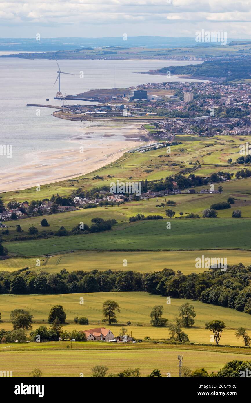 View of the town of Leven in Fife Scotland from Largo Law Stock Photo ...