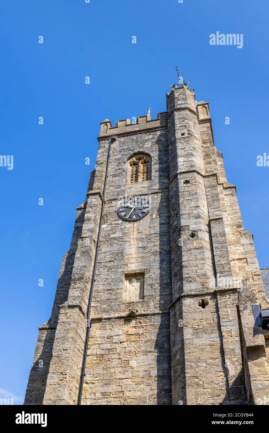 The bell tower of Sidmouth Parish Church, whose tower dates from 15th ...
