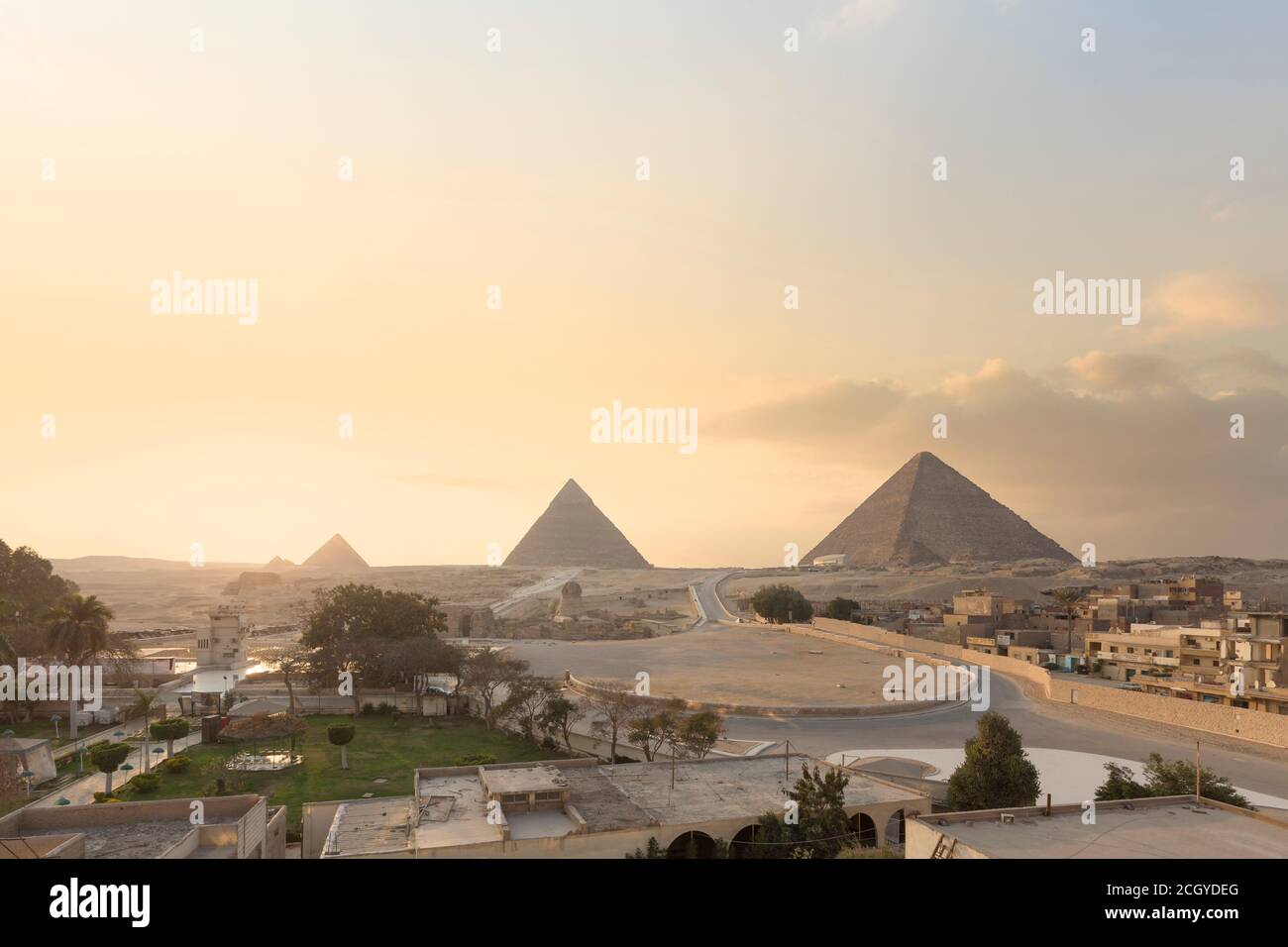 The three main pyramids at dusk, Giza, Egypt Stock Photo - Alamy