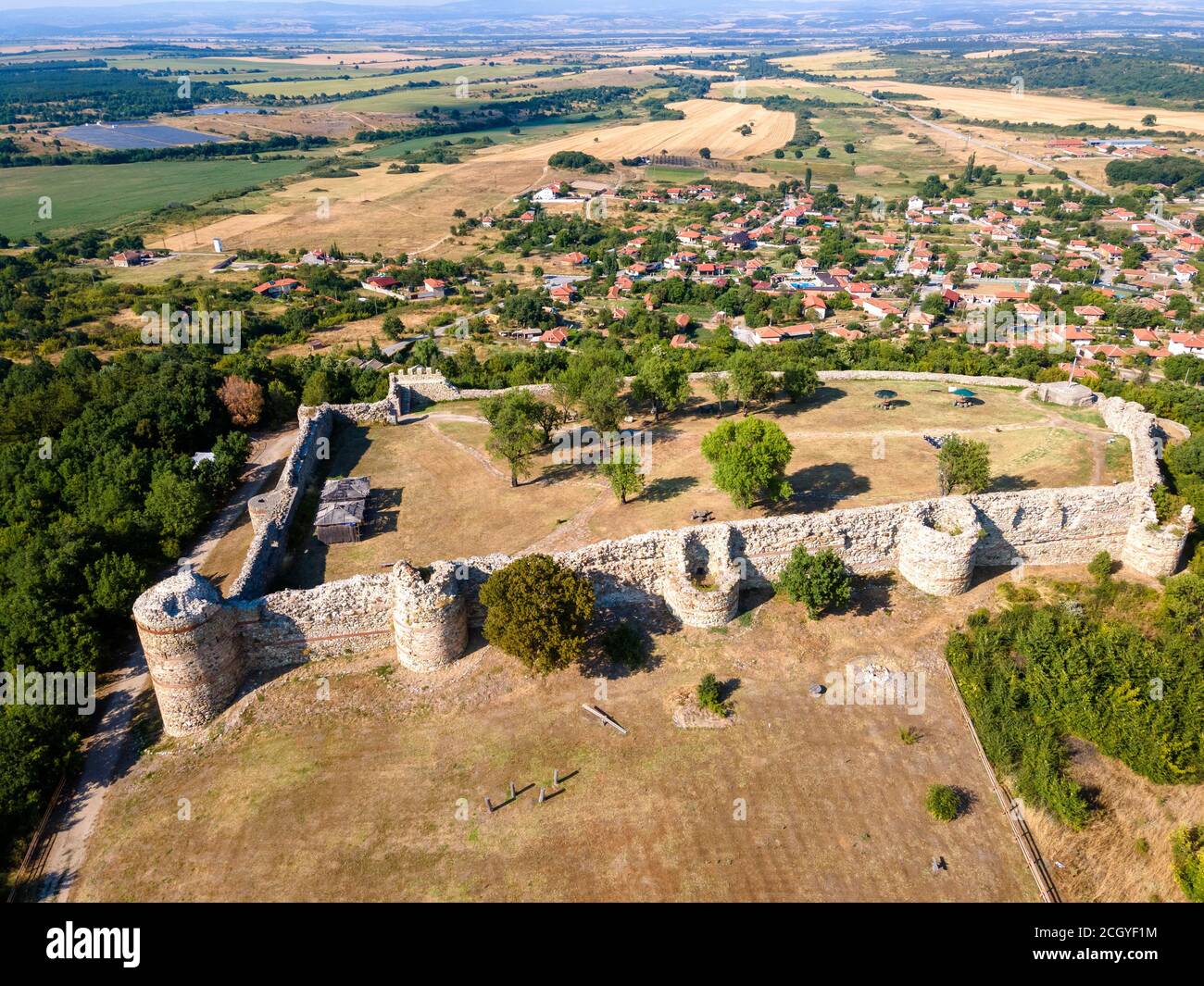 Aerial view of ruins of ancient Mezek Fortress, Haskovo Region ...