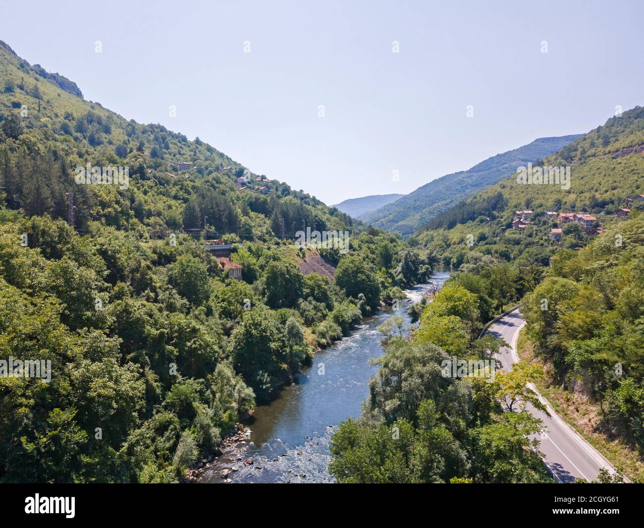 Aerial view of Iskar river Gorge, Balkan Mountains, Bulgaria Stock ...
