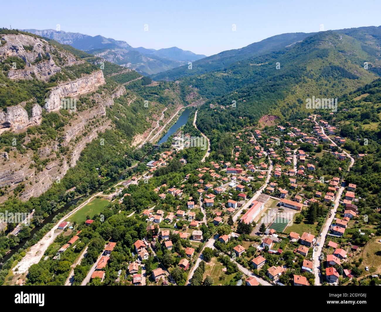 Aerial view of Iskar river Gorge, Balkan Mountains, Bulgaria Stock ...