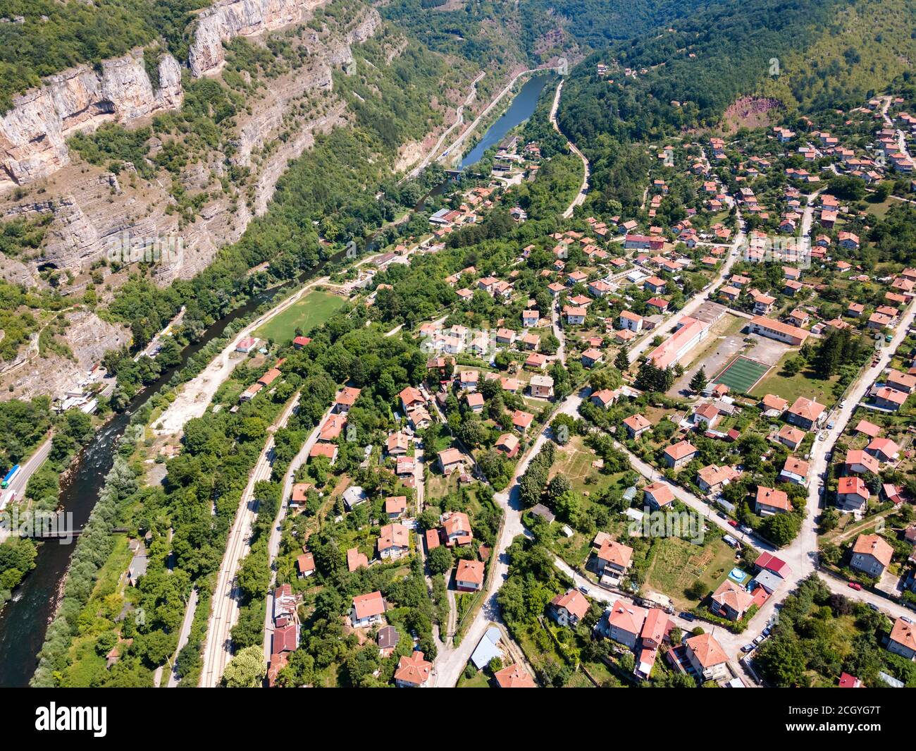 Aerial view of Iskar river Gorge, Balkan Mountains, Bulgaria Stock ...
