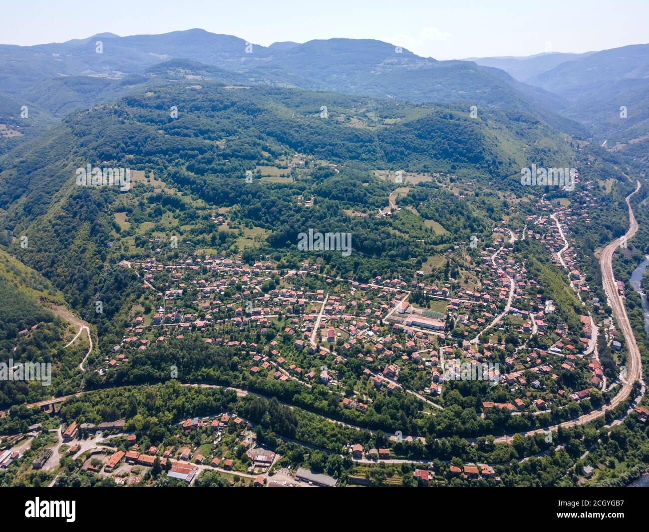 Aerial view of Iskar river Gorge, Balkan Mountains, Bulgaria Stock ...