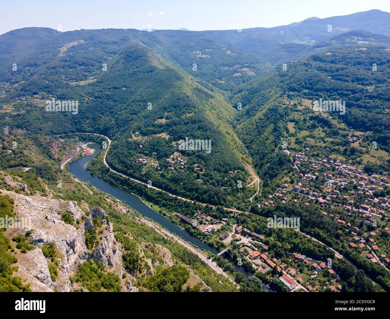 Aerial view of Iskar river Gorge, Balkan Mountains, Bulgaria Stock ...