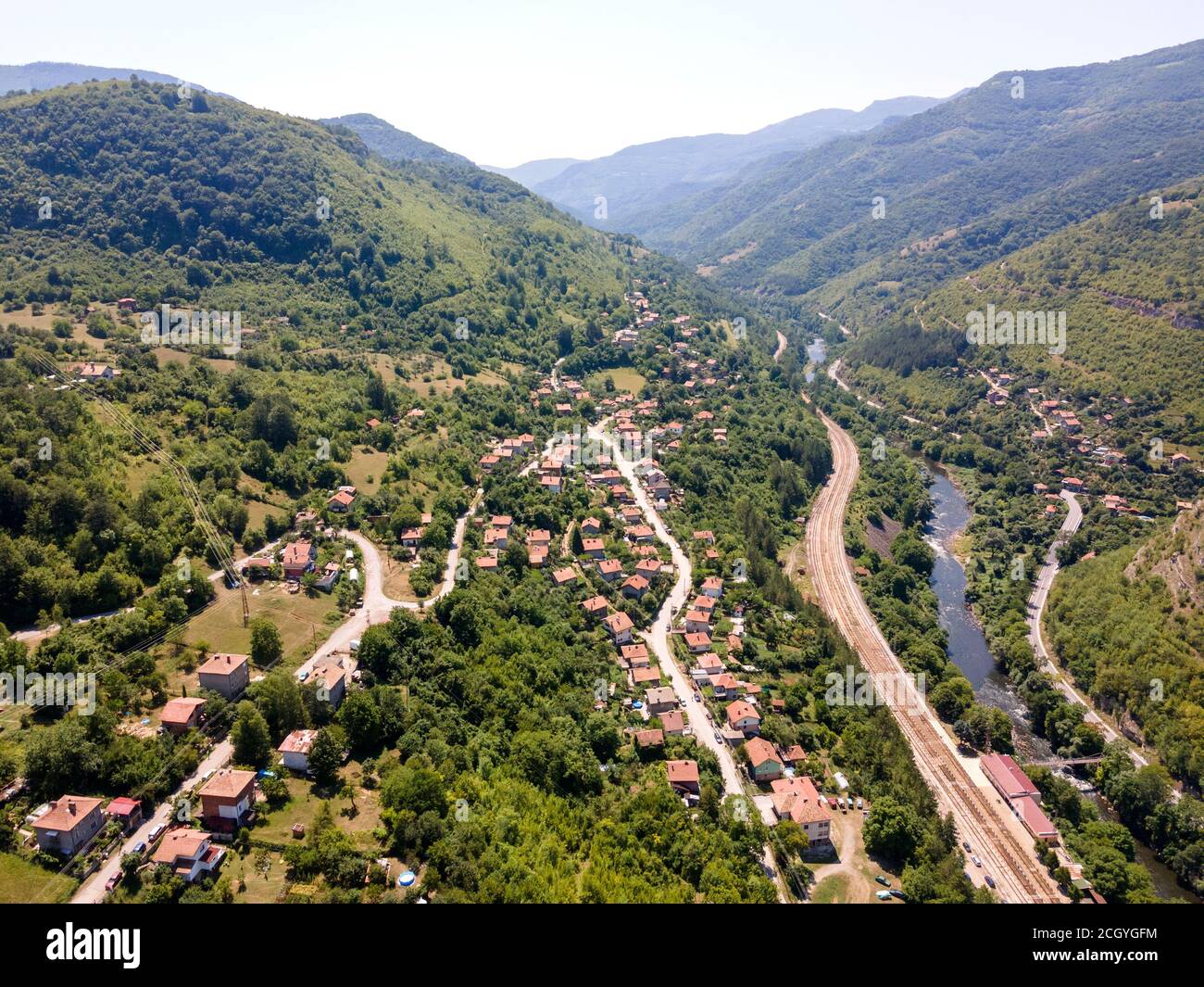 Aerial view of Iskar river Gorge, Balkan Mountains, Bulgaria Stock ...
