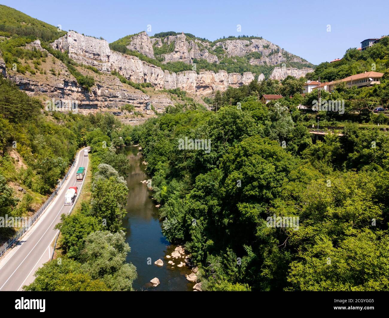 Aerial view of Iskar river Gorge, Balkan Mountains, Bulgaria Stock ...
