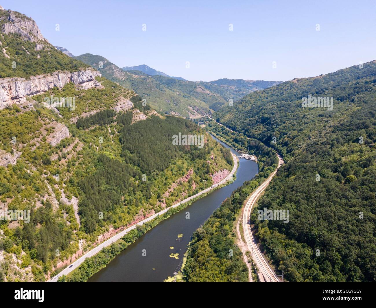 Aerial view of Iskar river Gorge, Balkan Mountains, Bulgaria Stock ...