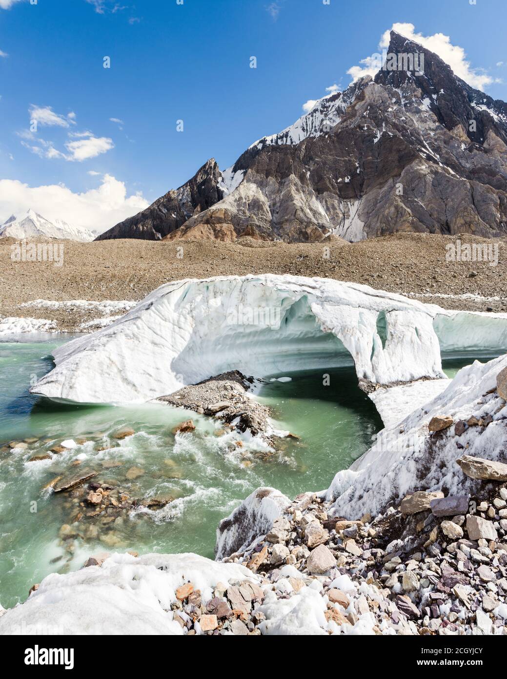 Ice mounds in front of Mitre peak from Concordia, Baltoro glacier ...