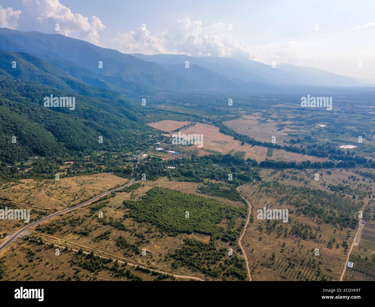 Aerial view of Petrich valley, Blagoevgrad region, Bulgaria Stock Photo ...