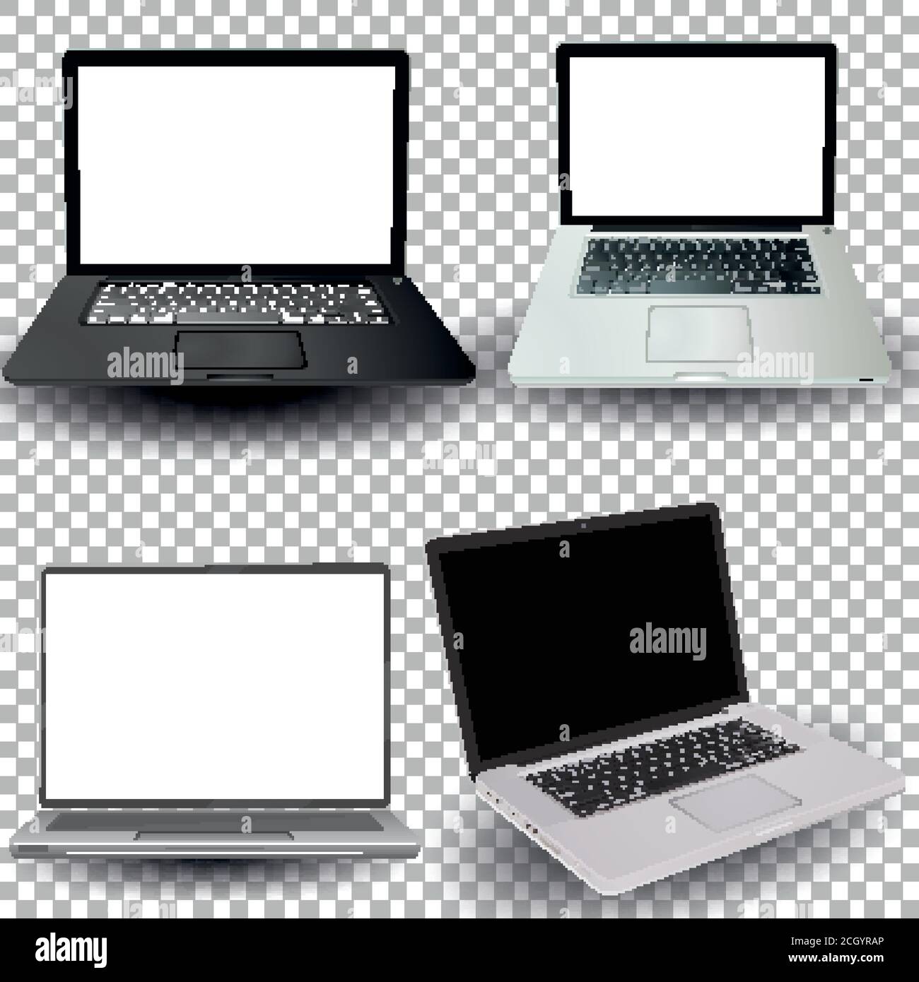 Set of technology gadget on transparent background illustration Stock ...