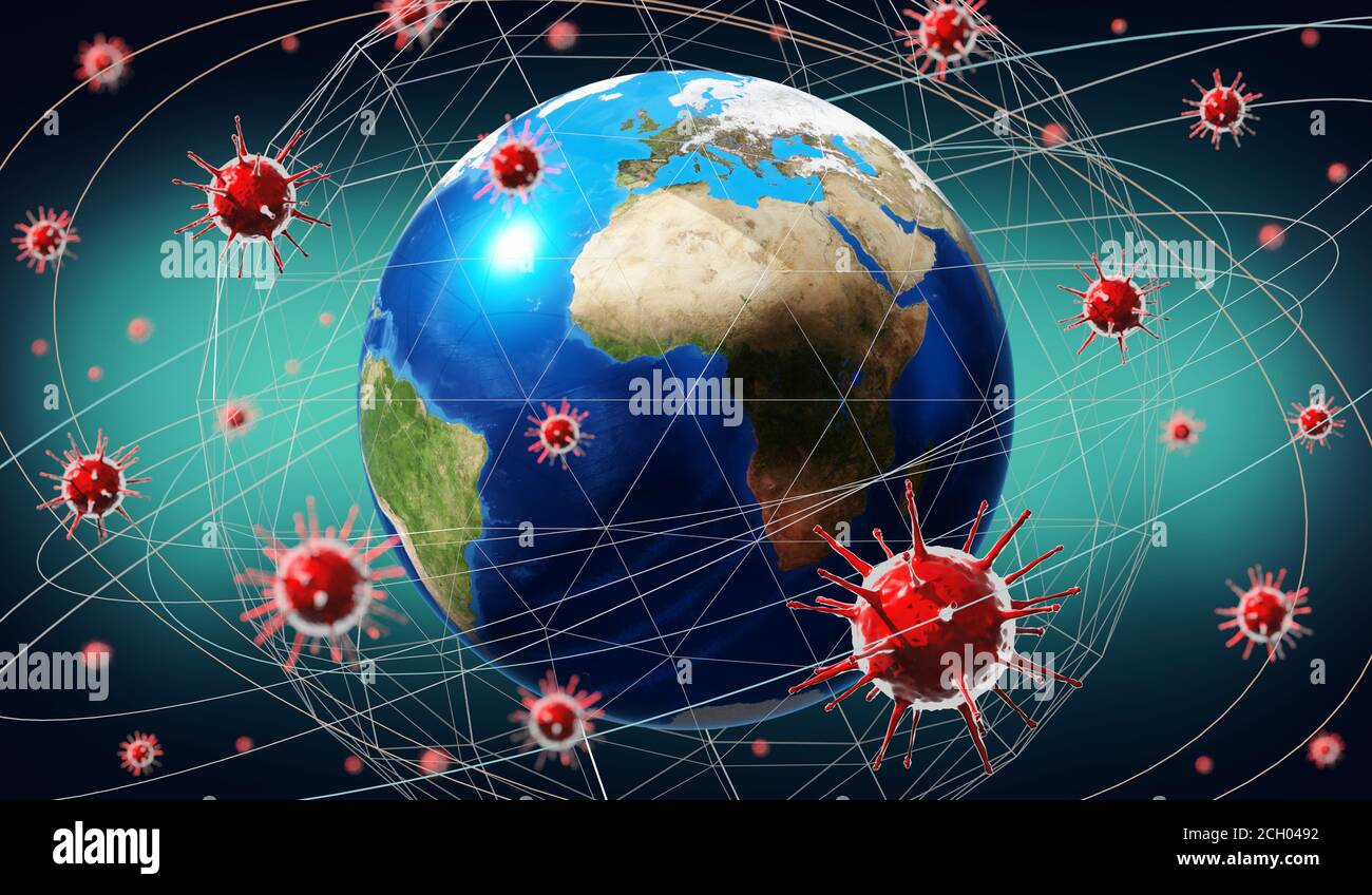 Earth, viruses - Europe and Africa side - 3D illustration Stock Photo ...