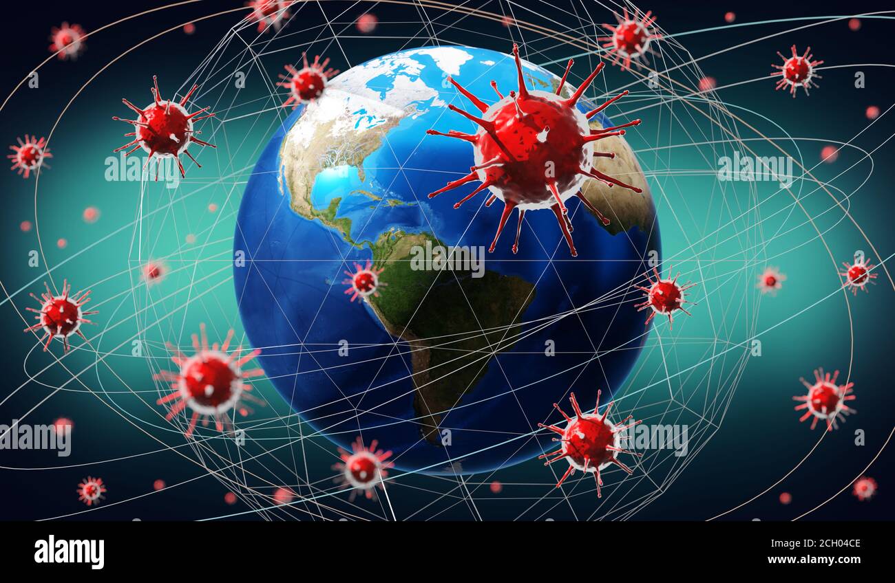 Earth, viruses - North and South America side - 3D illustration Stock ...
