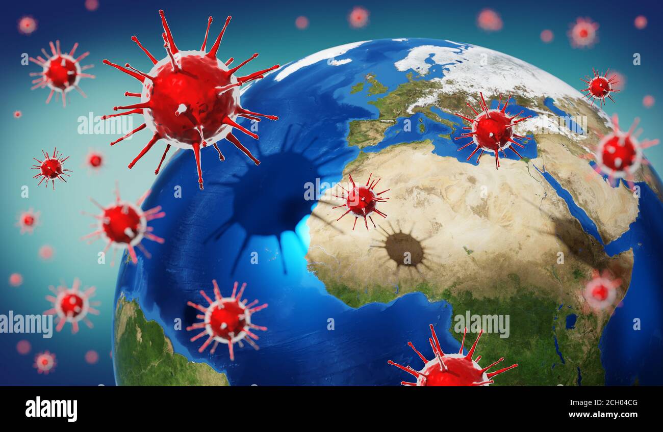 Earth, viruses - 3D illustration Stock Photo - Alamy