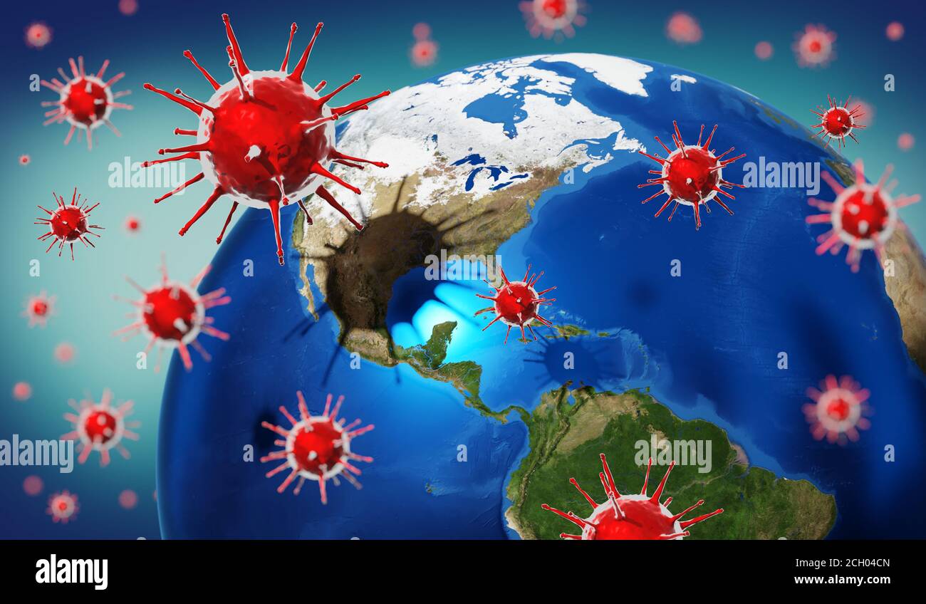 Earth, viruses - 3D illustration Stock Photo - Alamy
