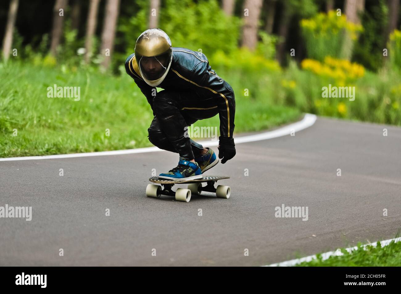 MINSK, BELARUS - AUG 10, 2019: Longboard competitions on the track ...