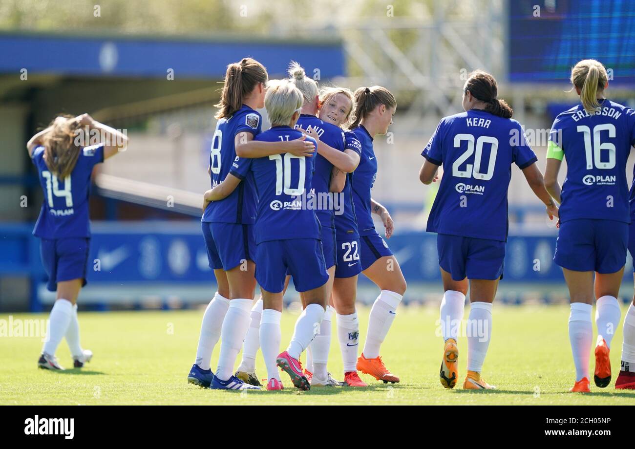 Chelsea's Erin Cuthbert (centre) celebrates scoring her side's fourth ... Chelsea's Erin Cuthbert (centre) celebrates scoring her side's fourth ...