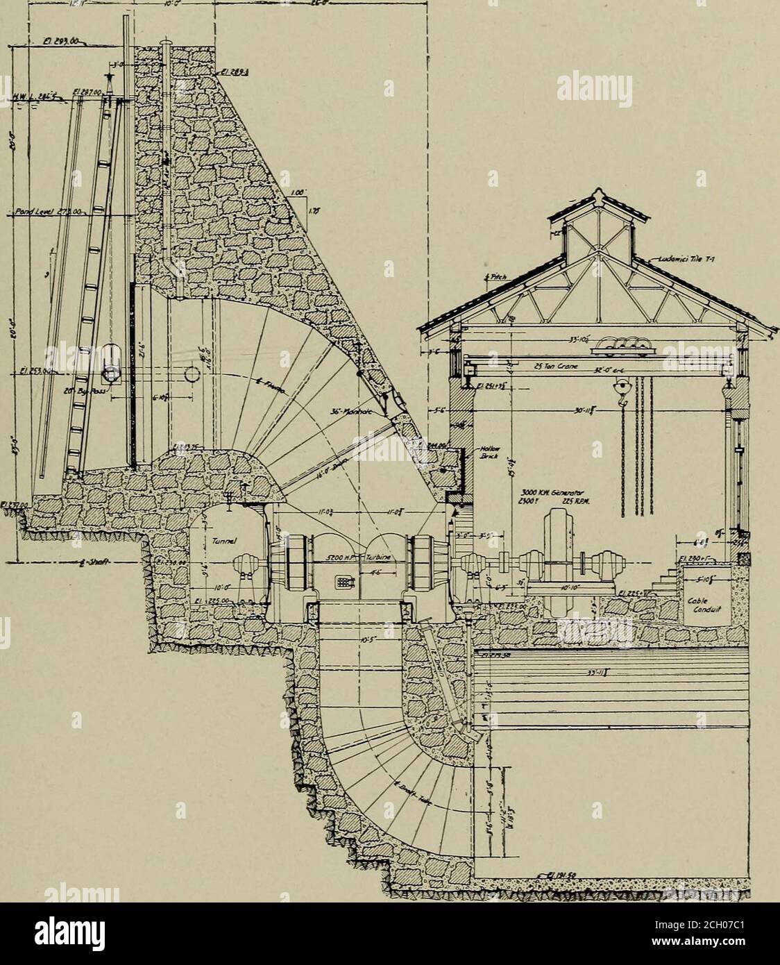 . Electric traction and transmission engineering . Fig. i2i. head-race ...