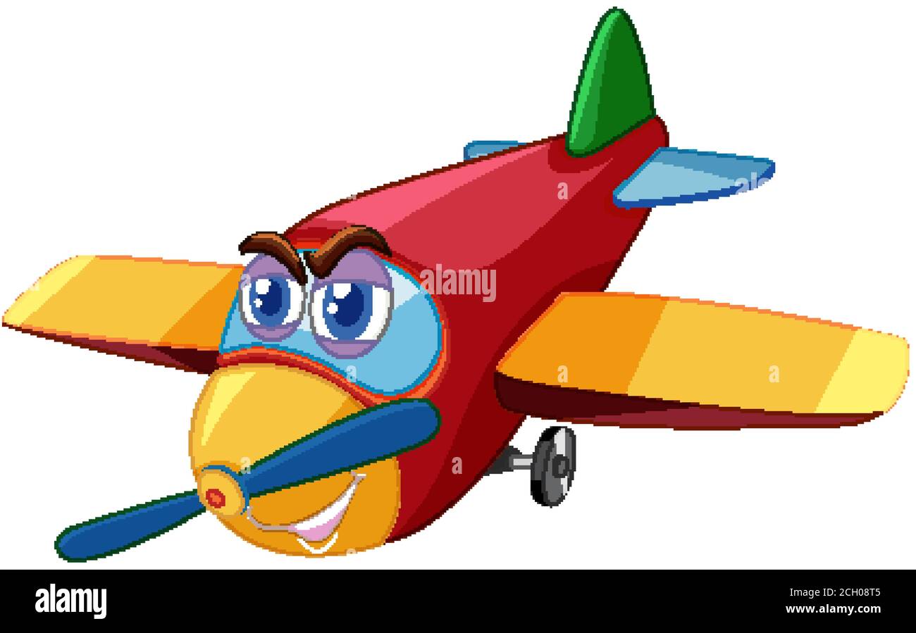 Airplane cartoon character with big eyes isolated illustration Stock ...
