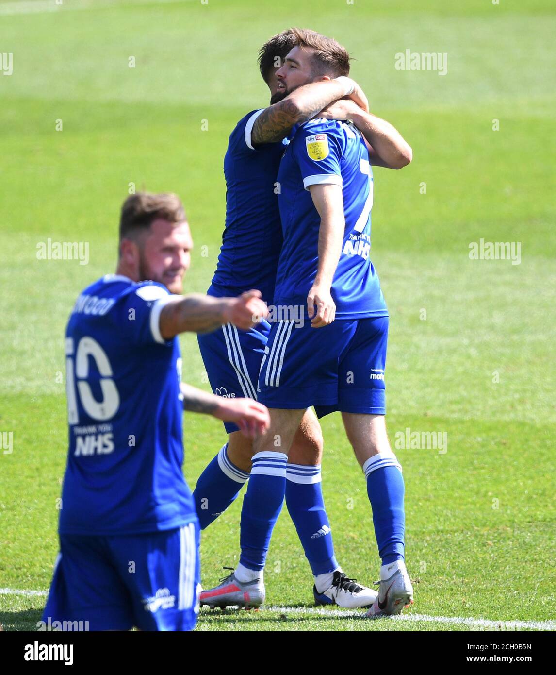 Ipswich towns gwion edwards celebrates scoring hi-res stock photography ...
