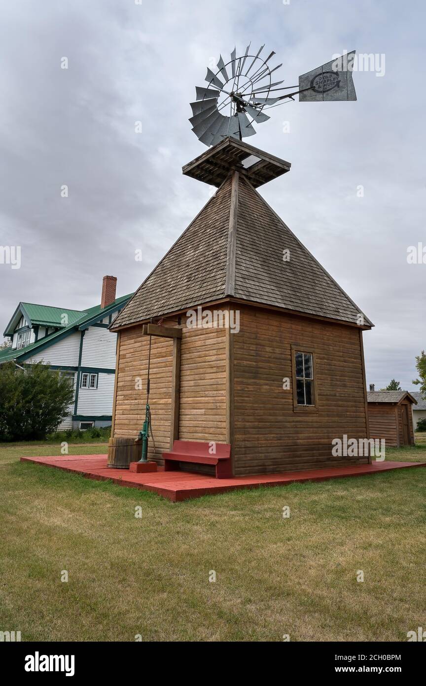 Delia, Alberta, Canada – September 08, 2020: Historic wind powered ...