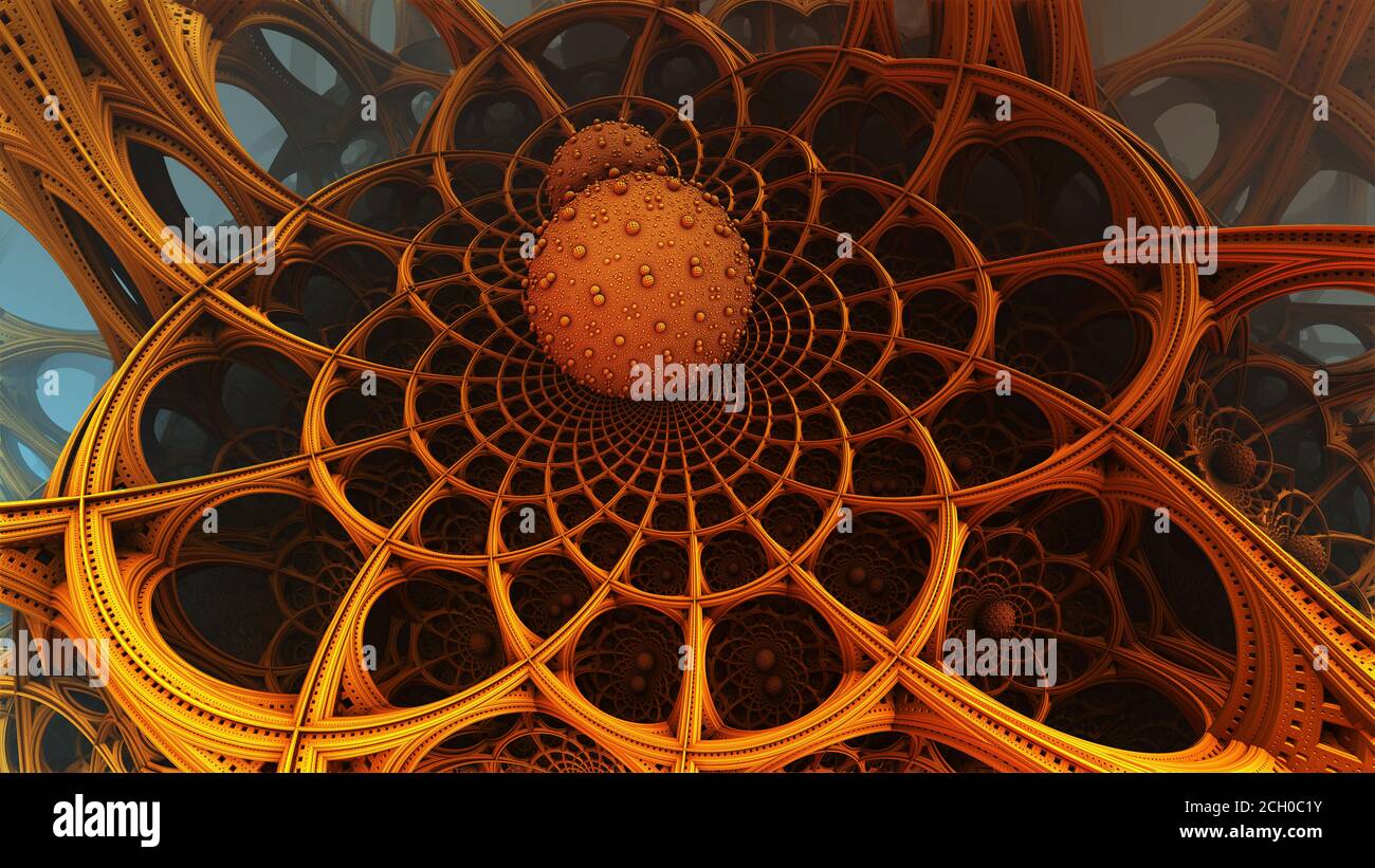 Abstract background, fantastic 3D gold structures Stock Photo - Alamy
