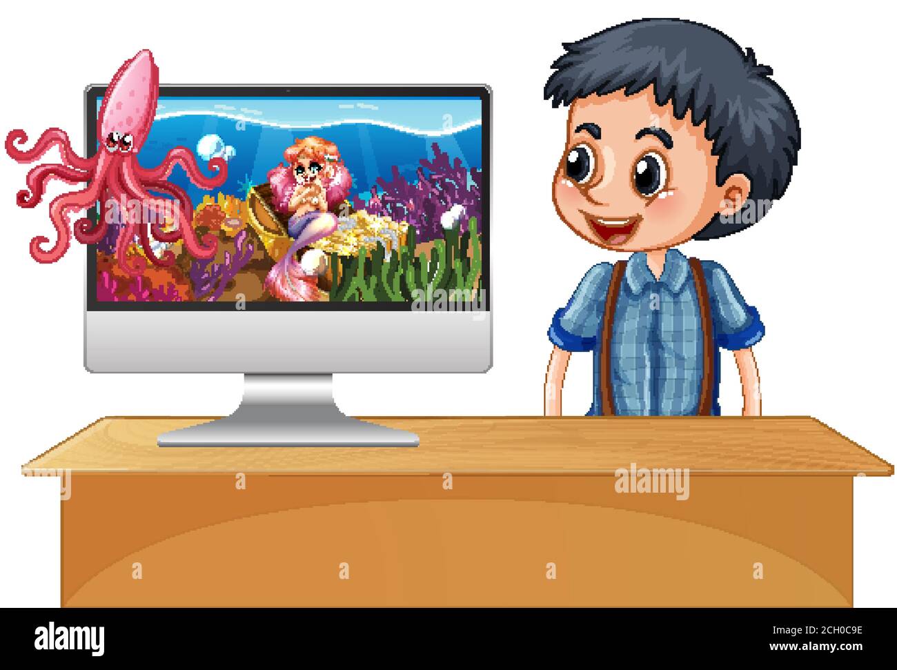 Mermaid on computer screen illustration Stock Vector Image & Art - Alamy