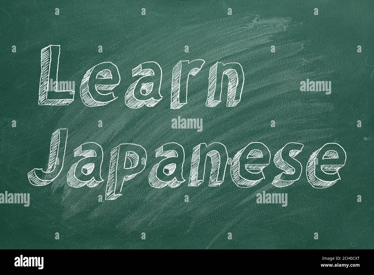 Hand drawing "Learn Japanese" on green chalkboard Stock Photo - Alamy