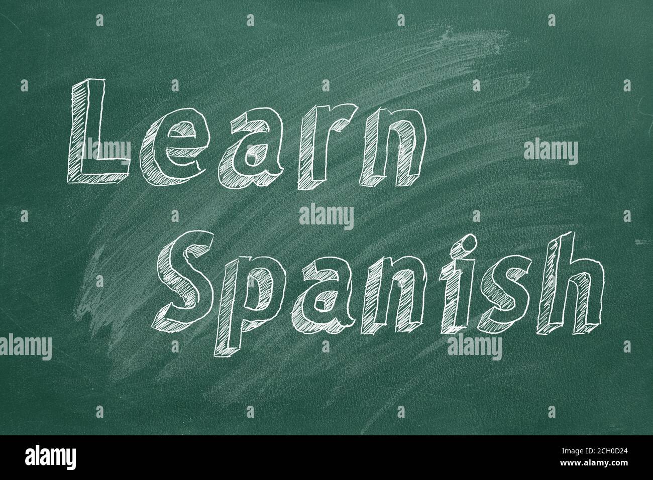 Hand drawing "Learn Spanish" on green chalkboard Stock Photo - Alamy