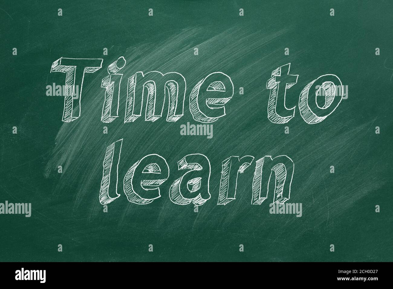 Hand drawing "Time to learn" on green chalkboard Stock Photo - Alamy