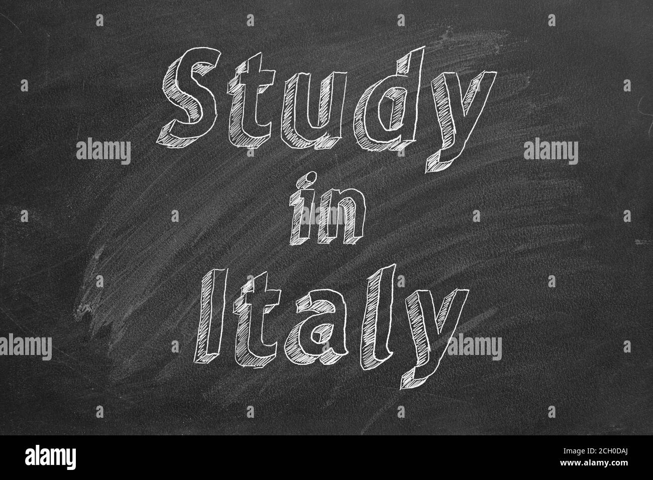 Hand drawing "Study in Italy" on black chalkboard Stock Photo - Alamy