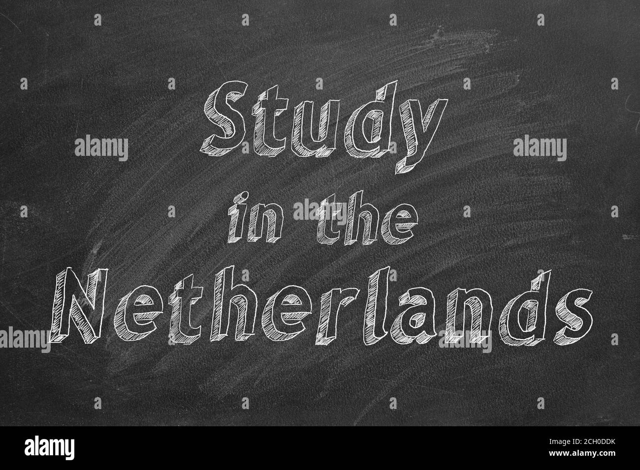 Hand drawing "Study in the Netherlands" on black chalkboard Stock Photo ...