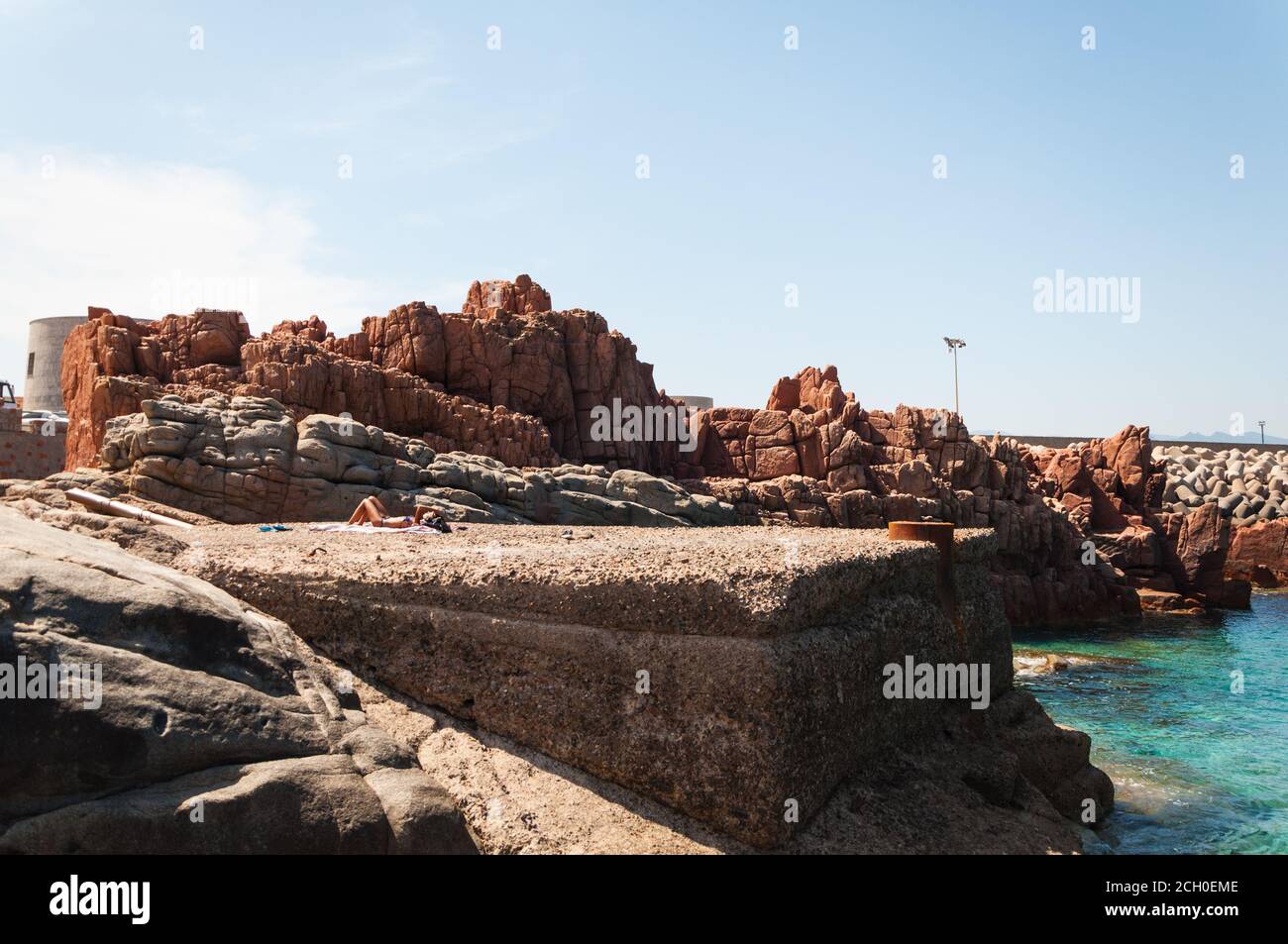 Sardinia Coastline: Typical Red Rocks and Cliffs near Sea in Arbatax ...