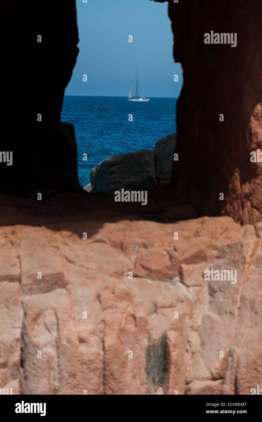 Sardinia Coastline: Typical Red Rocks and Cliffs near Sea in Arbatax ...