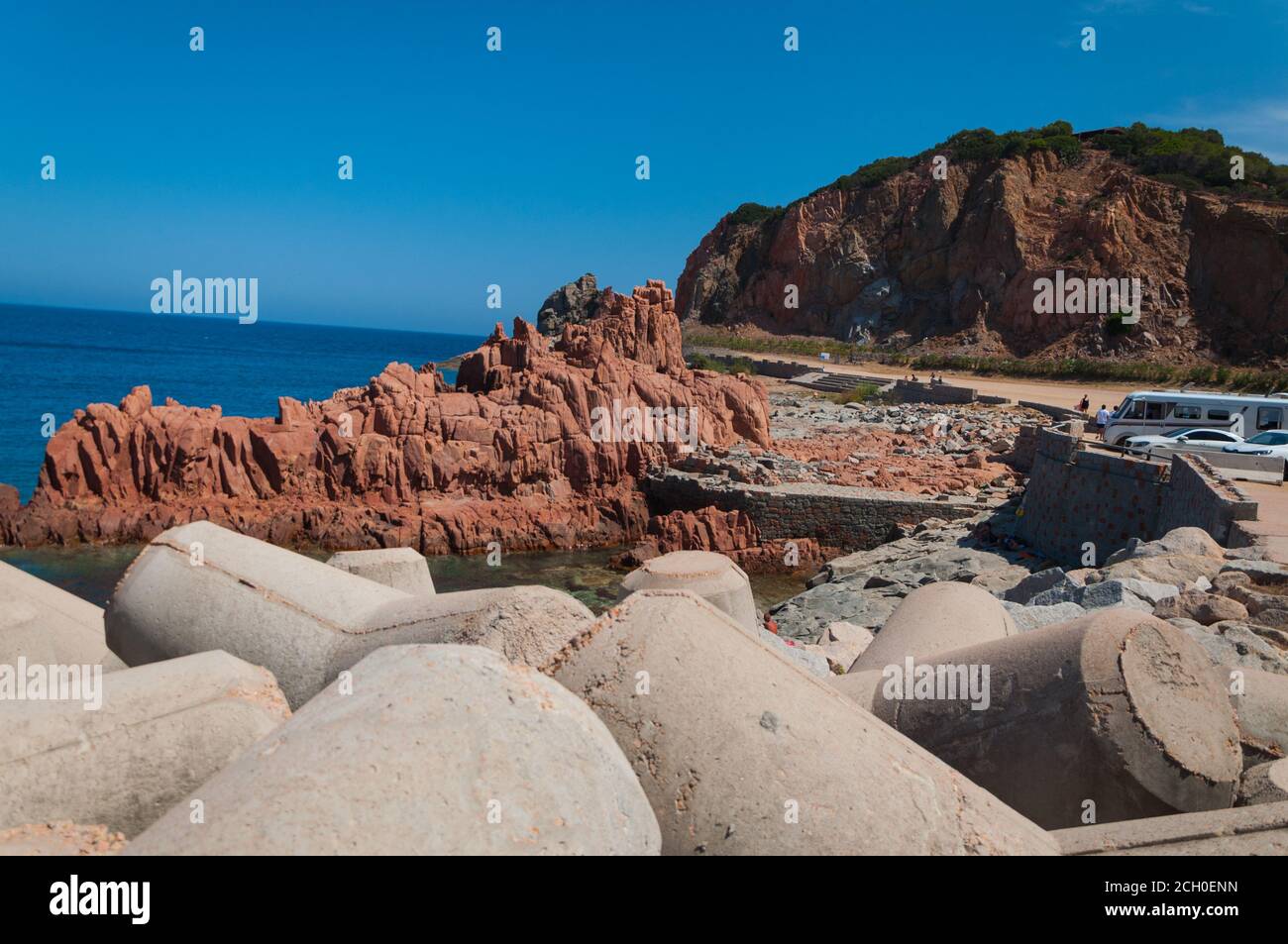 Sardinia Coastline: Typical Red Rocks and Cliffs near Sea in Arbatax ...