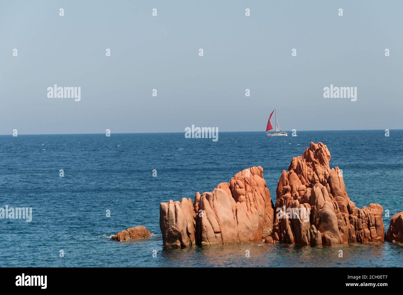 Sardinia Coastline: Typical Red Rocks and Cliffs near Sea in Arbatax ...
