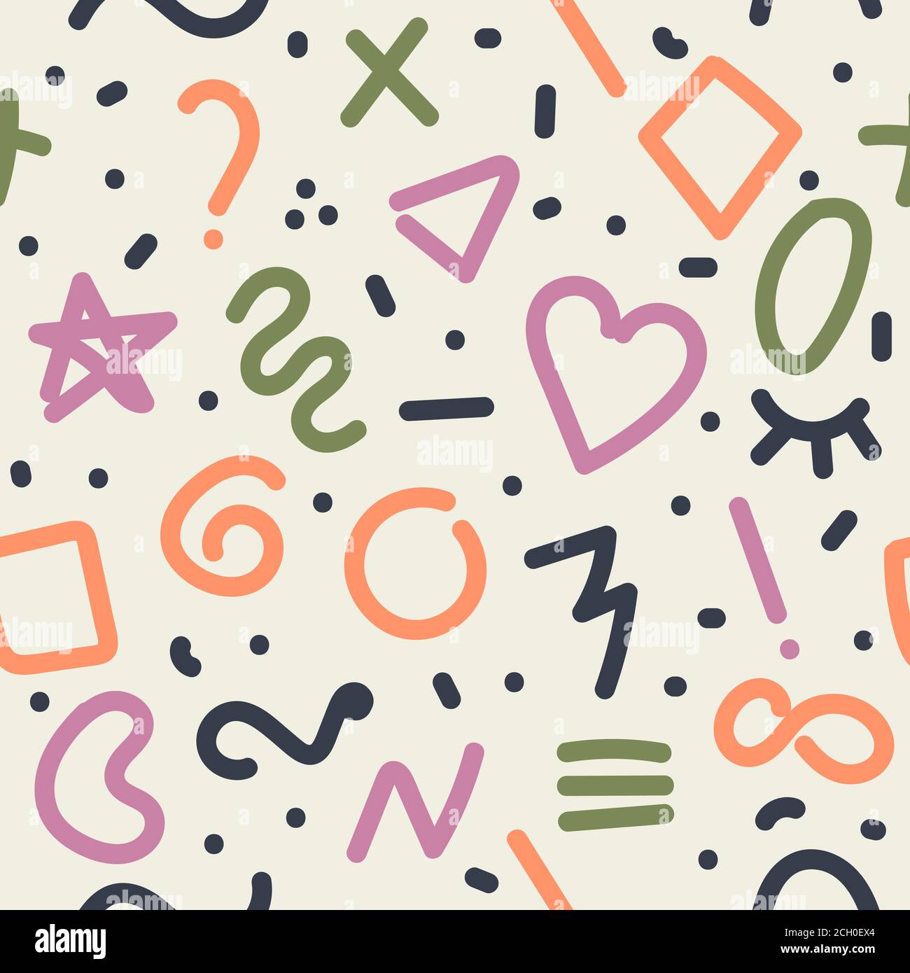 Memphis doodle background. Seamless pattern for fabric design Stock ...