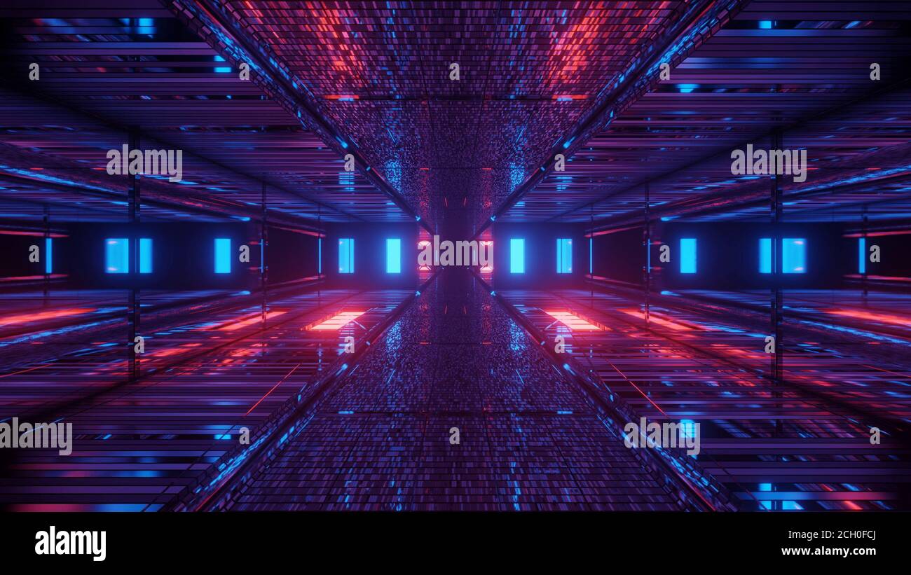 Hi-Tech Prismatic Digital Mirrored Corridor 4k uhd 3d illustration ...