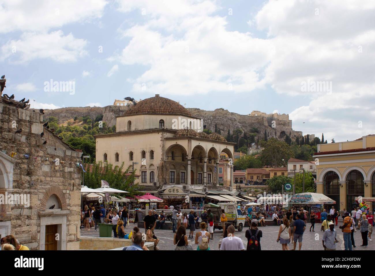 ATHENS, GREECE - AUGUST 13 2016: Monastiraki main square in Athens, at ...