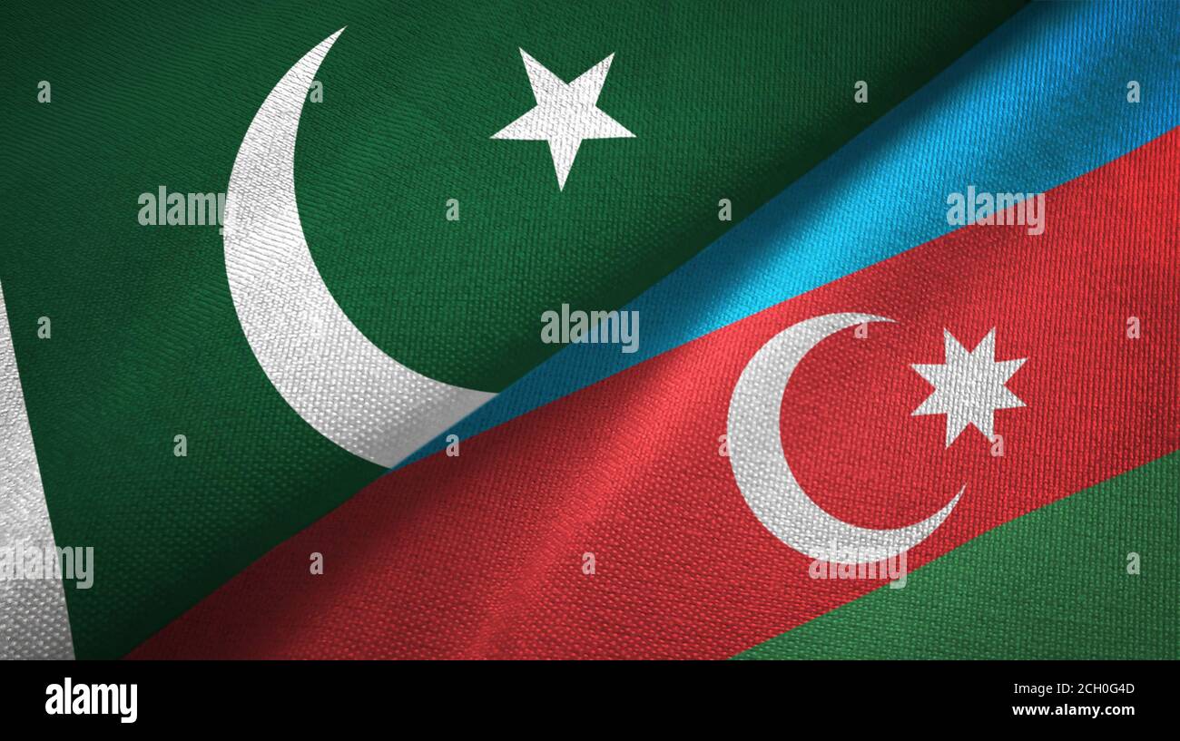 Pakistan and Azerbaijan two flags textile cloth, fabric texture Stock ...