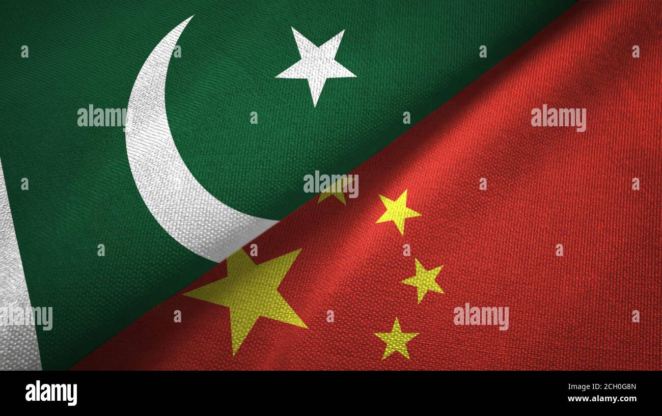 Pakistan and China two flags textile cloth, fabric texture Stock Photo ...