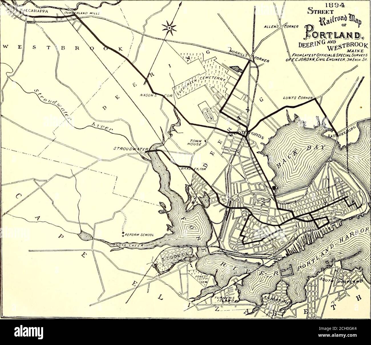 . The Street railway journal . Street. FIG. 2.—MAP OF PORTLAND, SHOWING ...
