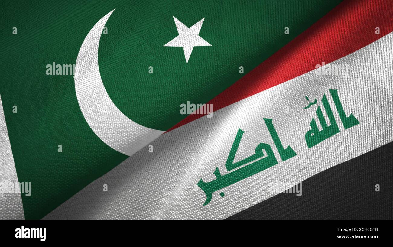 Pakistan and Iraq two flags textile cloth Stock Photo - Alamy