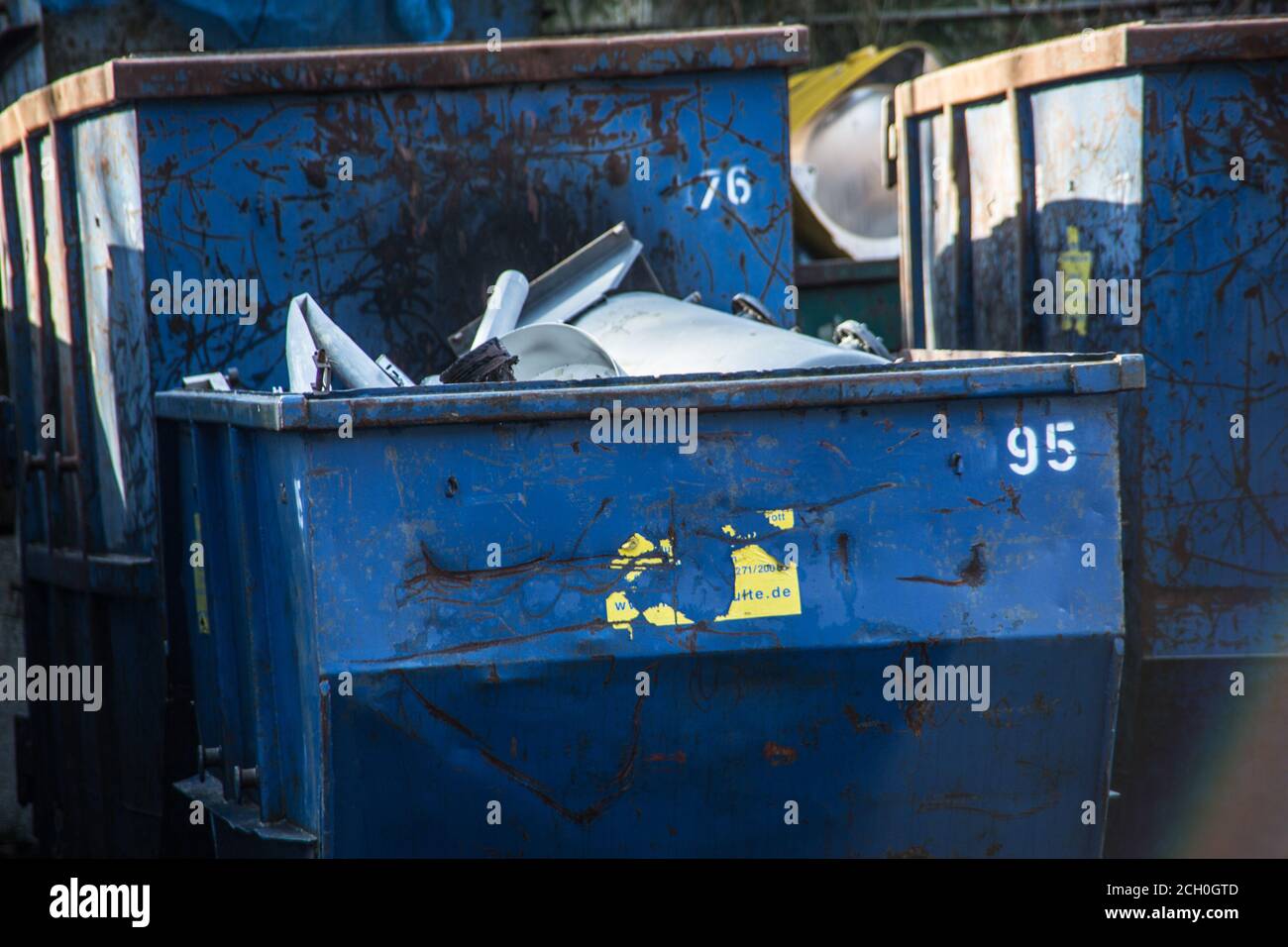 blue steel container for waste Stock Photo - Alamy